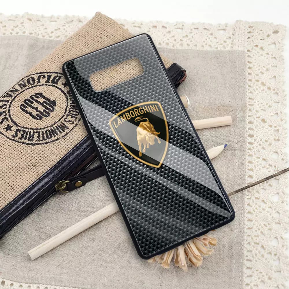 Lamborghini Tempered Glass Carbon Fiber Case – CarFansZone